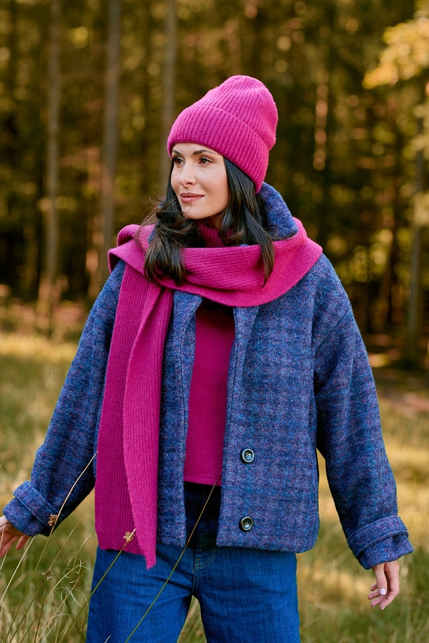 Fioletowa wełniana kurtka w kratę - Kurtka Camillie Violet Blue - sklep ...