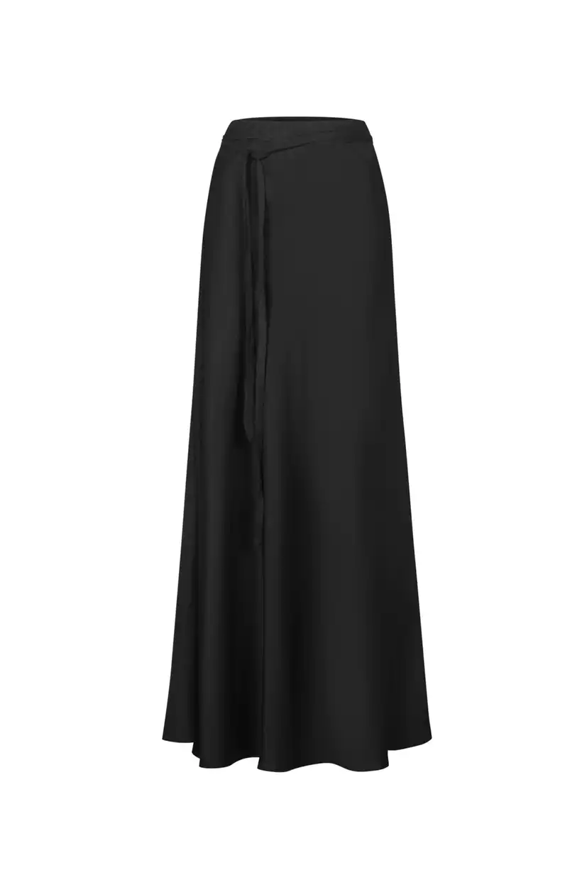 Czarna rozkloszowana spódnica maxi z wiskozy - Spódnica Ellen Black ...
