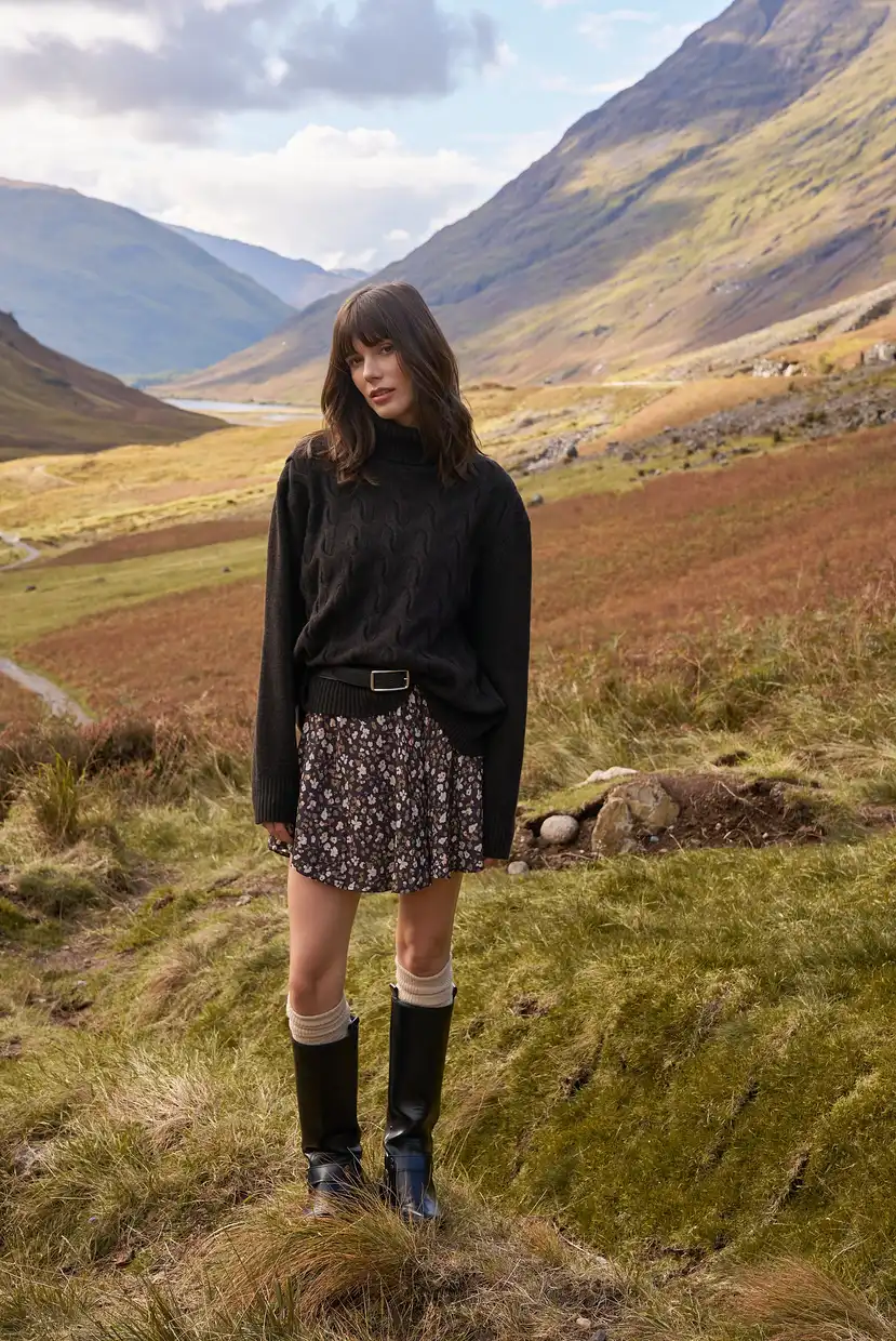 Brązowy golf damski z wełny merino i kaszmiru - Golf Edith Dark ...