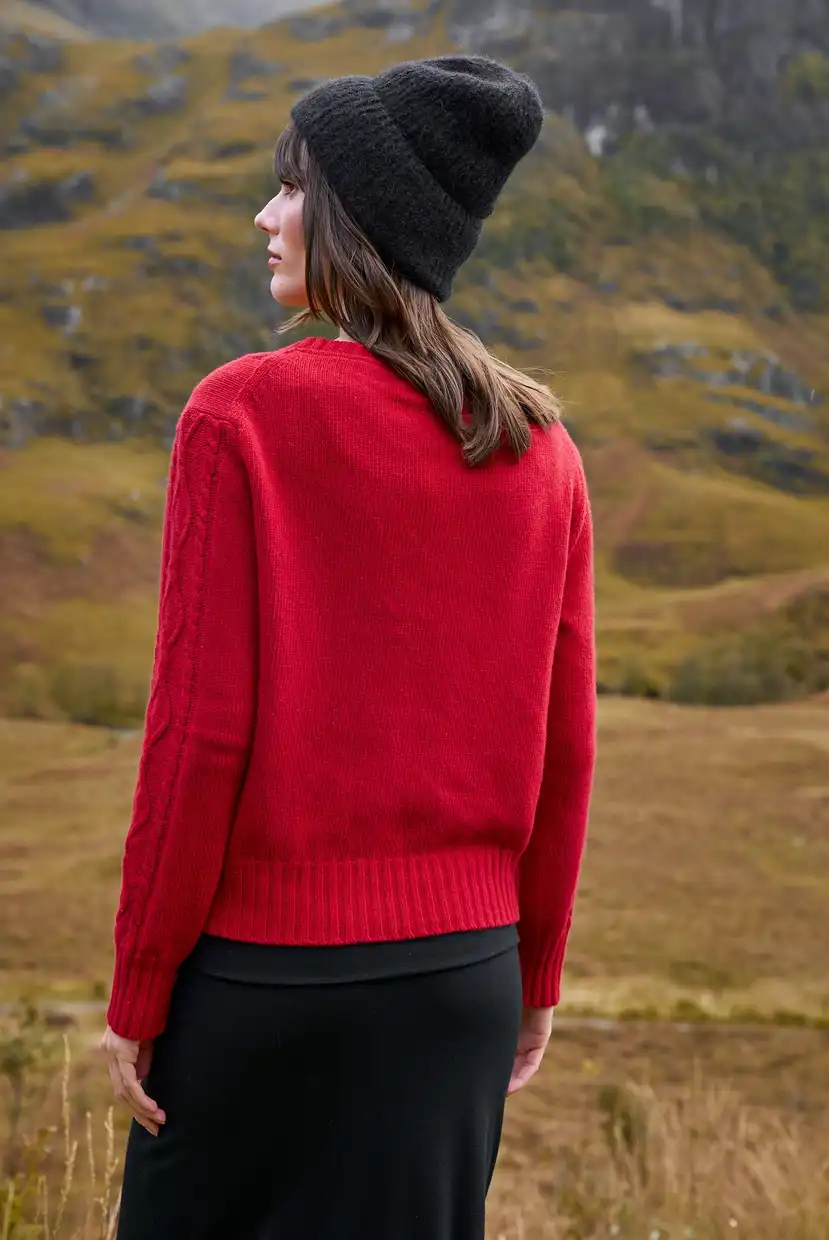 Czerwony sweter wełniany regular ze wzorem - Sweter Amelia Red Chilli ...