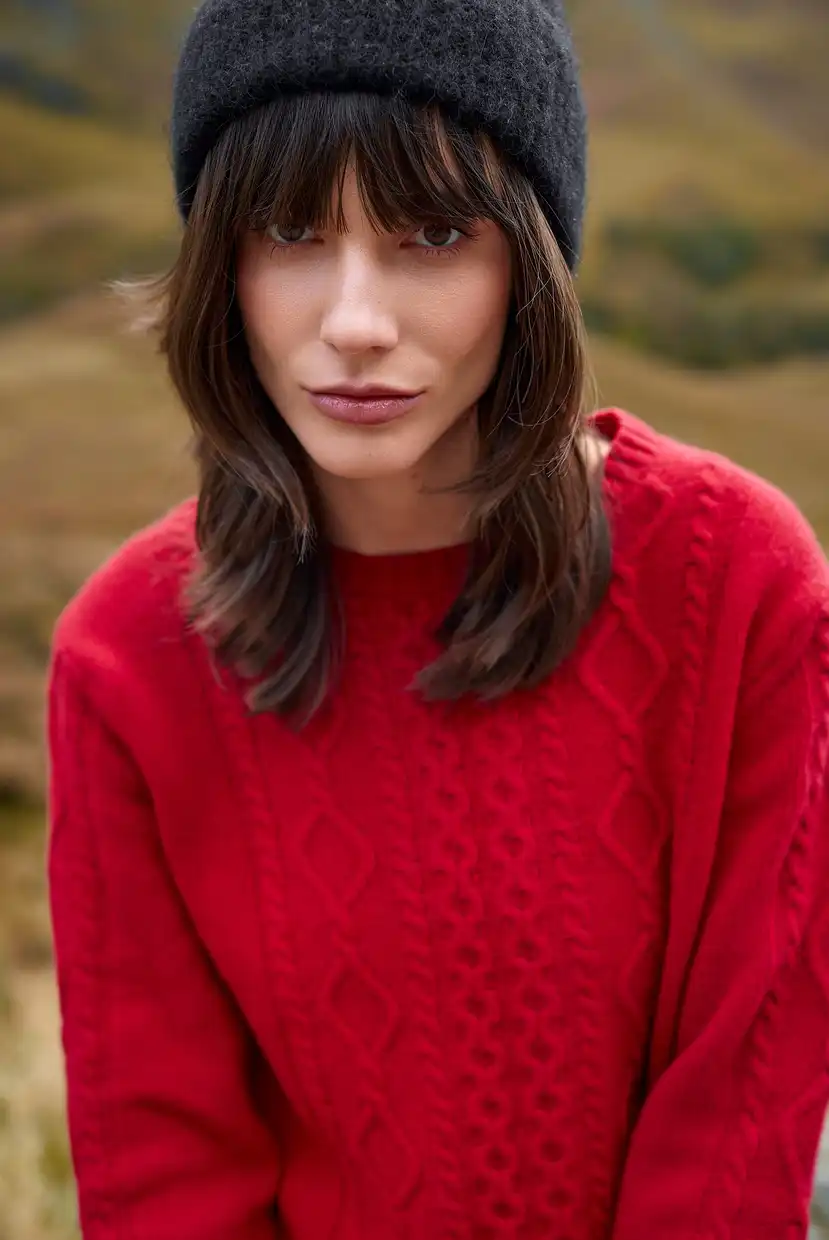 Czerwony sweter wełniany regular ze wzorem - Sweter Amelia Red Chilli ...