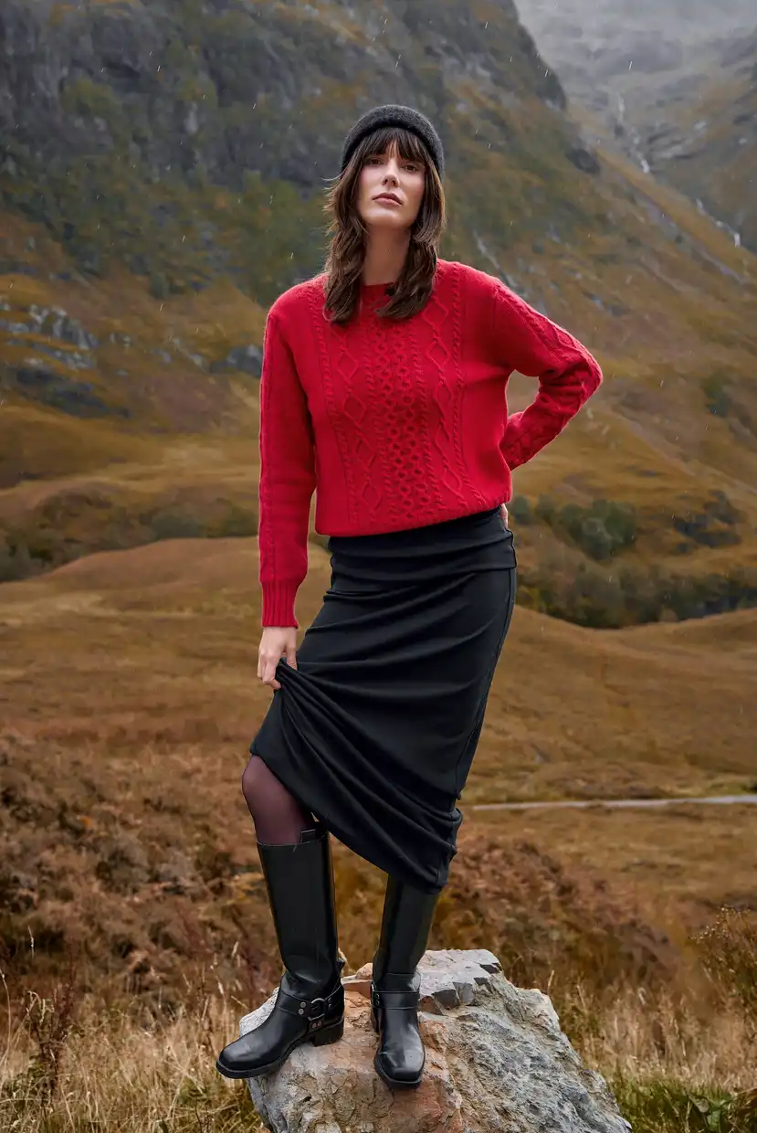 Czerwony sweter wełniany regular ze wzorem - Sweter Amelia Red Chilli ...